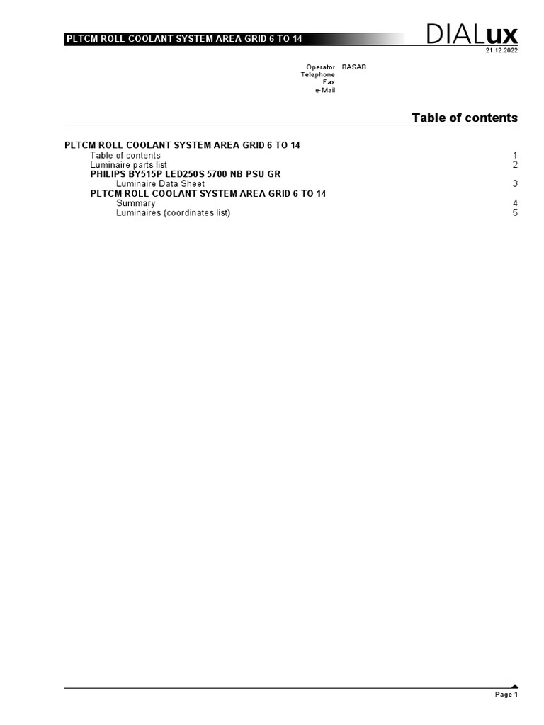 PLTCM Roll Coolant System Luminaire Data | PDF | Electromagnetic ...
