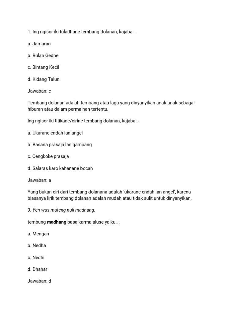 Soal Bhs Jawa Lainnya | PDF