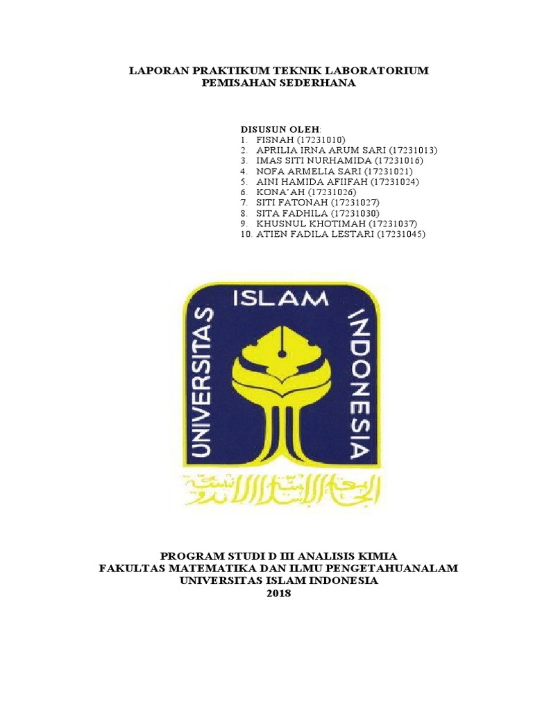 LAP Praktikum Pemisahan Sederhana-FMIPA UII | PDF