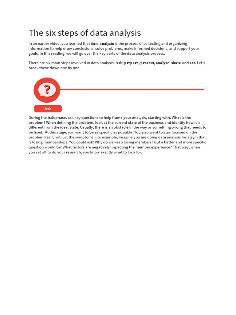The Six Steps of Data Analysis | PDF