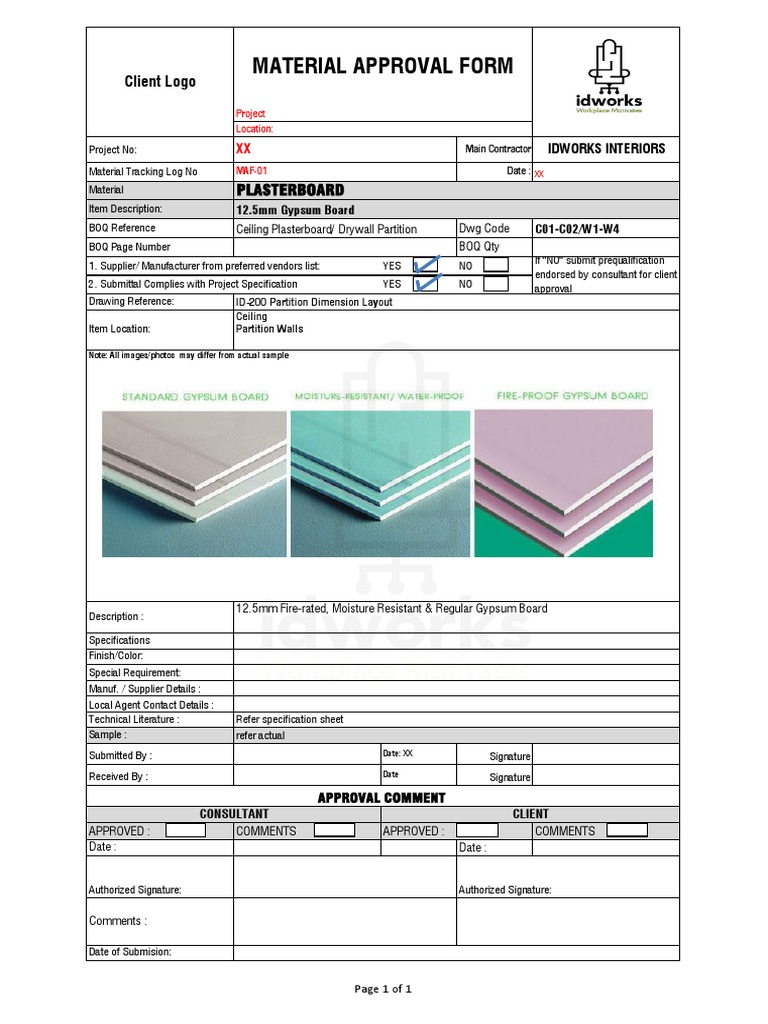 Material Approval | PDF | Drywall | Civil Engineering