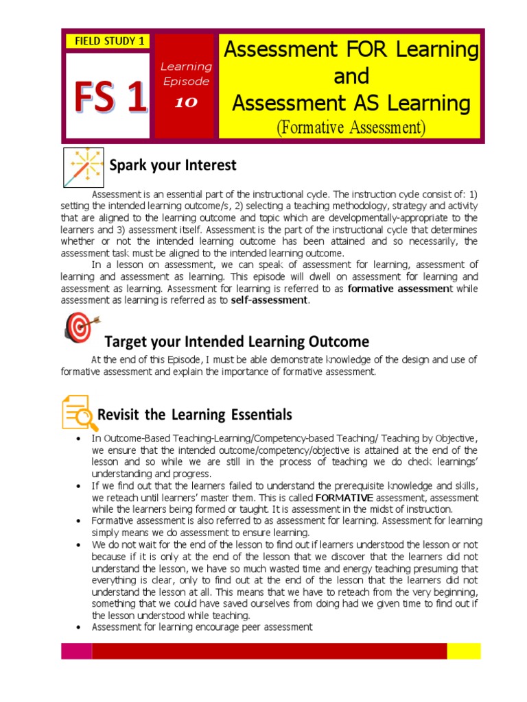 FS 1 Learning Episode 10 | PDF | Educational Assessment | Teaching Method