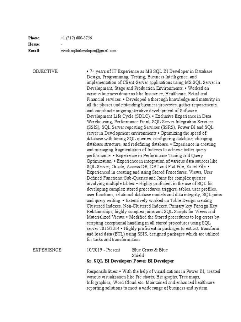 Sql Bi Developer Pdf Microsoft Sql Server Databases
