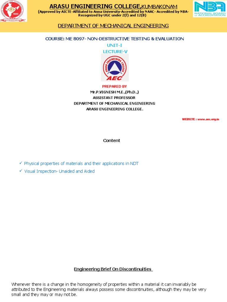 L-5-Physical Characteristics of Materials & Visual Inspection | PDF ...