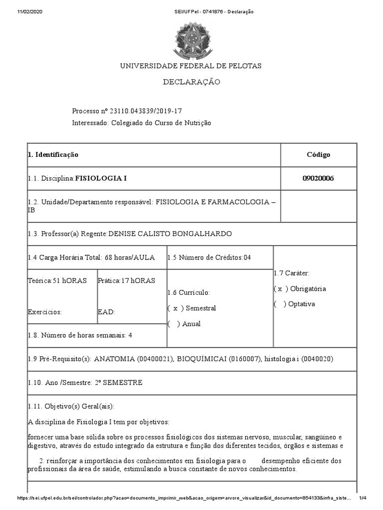 SEI UFPel Fisiologia I | PDF | Músculo esquelético | Sistema digestivo humano