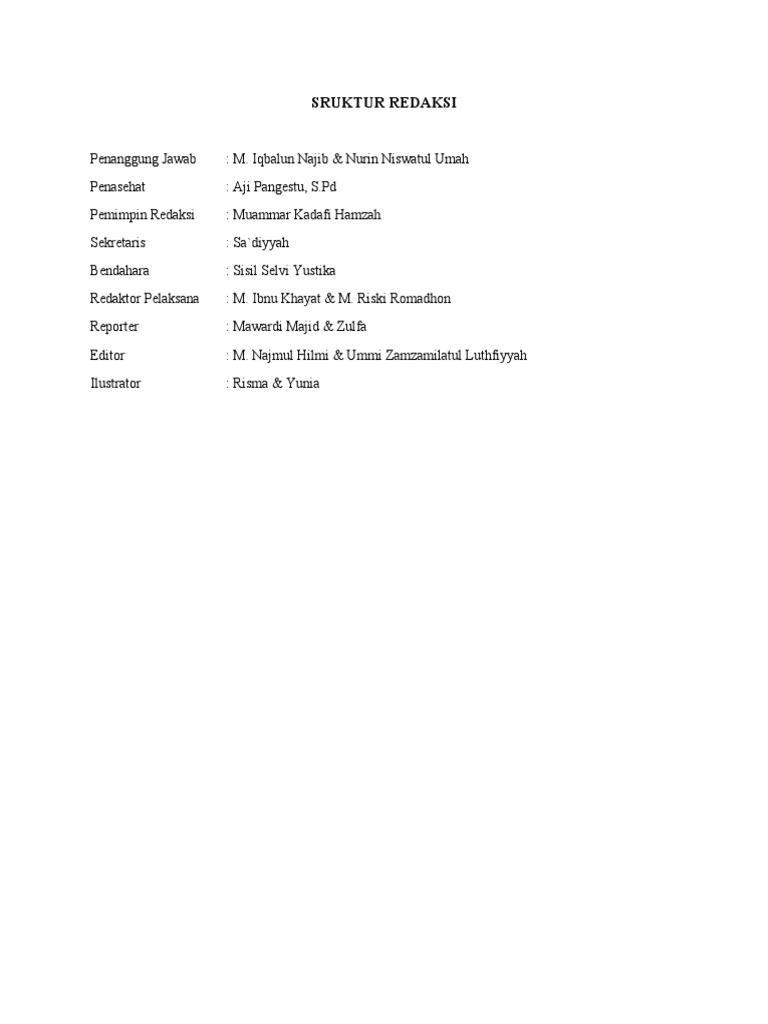 SRUKTUR REDAKSI Dan Daftar Isi Buletin | PDF