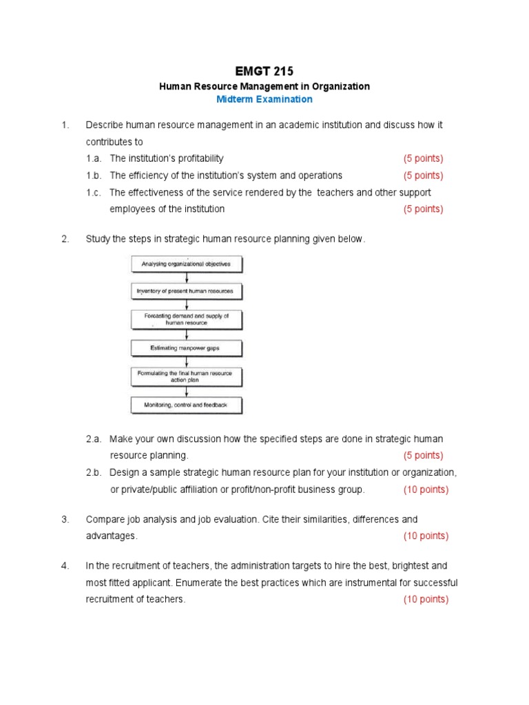 EMGT 215 Midterm and Final Exams REVISED | PDF | Teachers | Human Resources