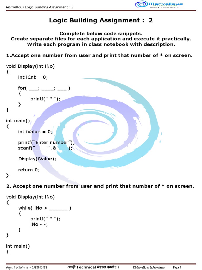 Marvellous Logic Building Asignment - 2 | Download Free PDF | Software ...