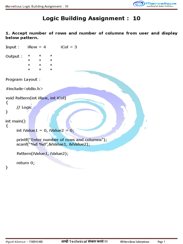 Marvellous Logic Building Asignment - 10 | PDF | Software Development | Computer Standards