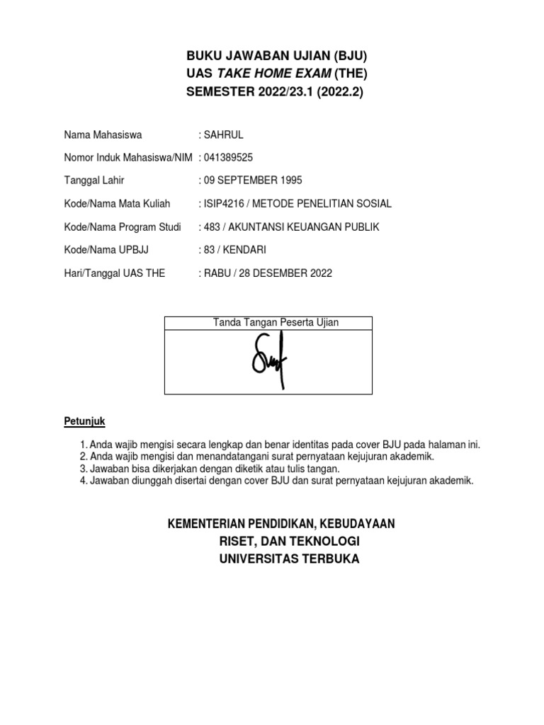 Bju Metode Penelitian Sosial Isip 4216 | PDF | Pengembangan Diri