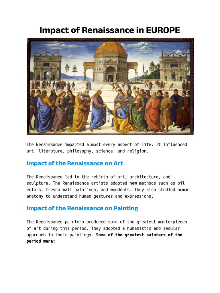 Impact of Renaissance in Europe | PDF | Renaissance | Renaissance Art