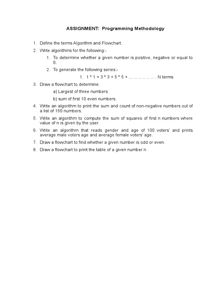 Algorithms And Flowcharts For Programming Problems Determining Signs Generating Series 