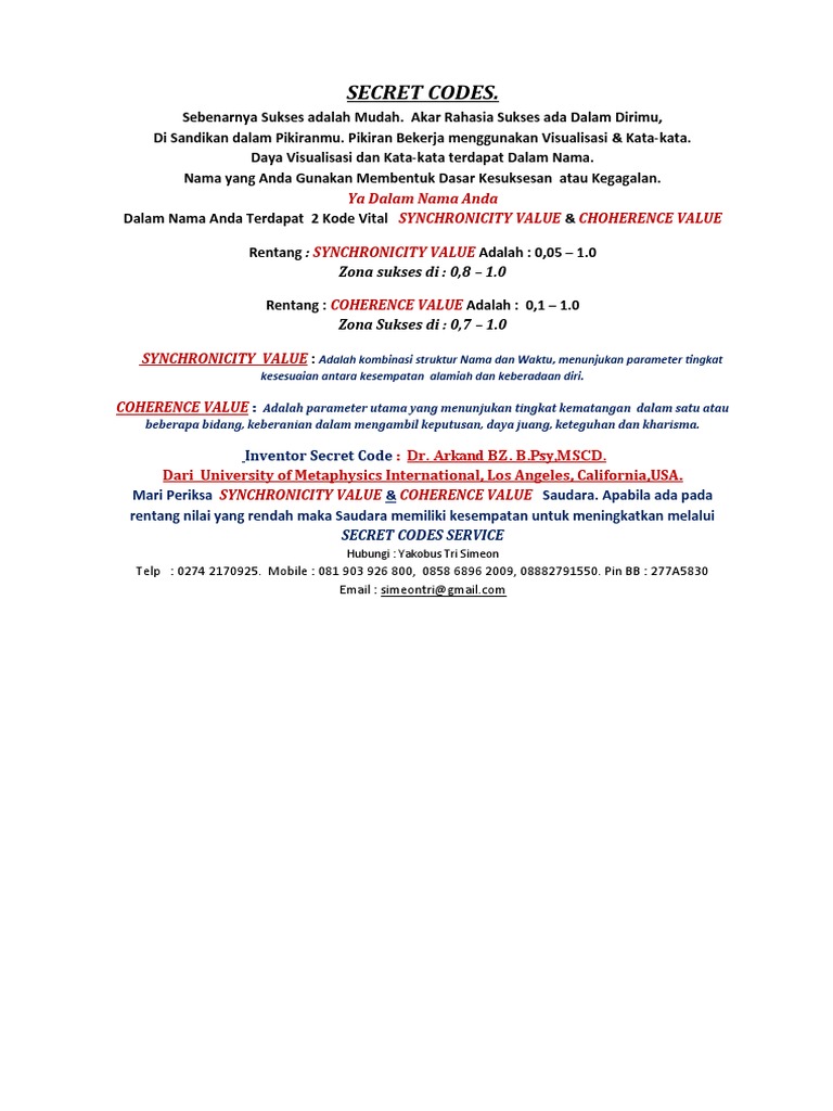 Secret Codes | PDF | Pengembangan Diri