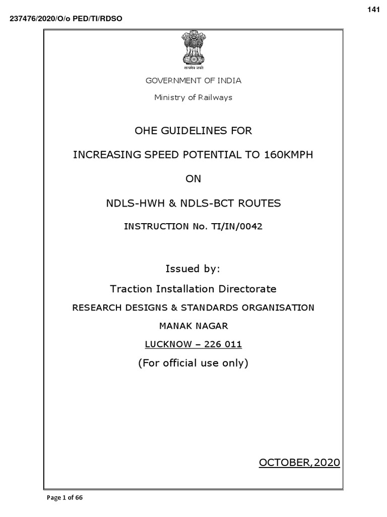 OHE Guidelines for 160 KMPH Upgrade | PDF | Electricity | Electrical Engineering