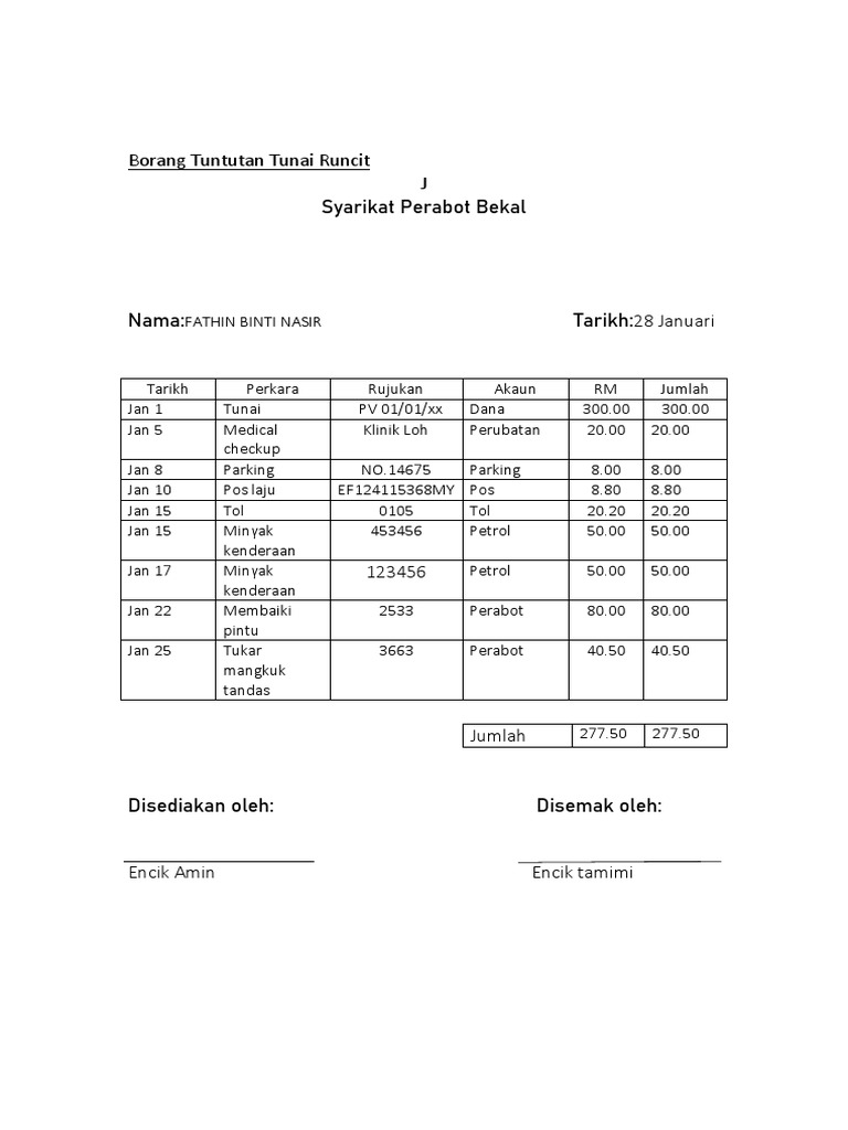 Borang Tuntutan Tunai Runcit | PDF