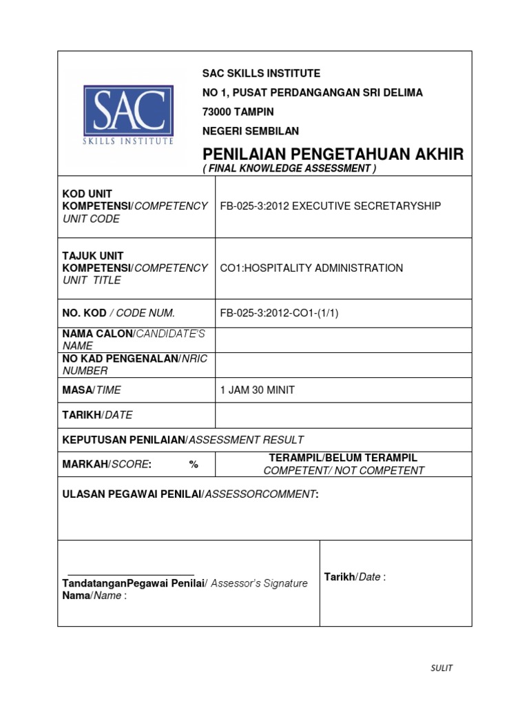 Penilaian Pengetahuan CU 1 | PDF
