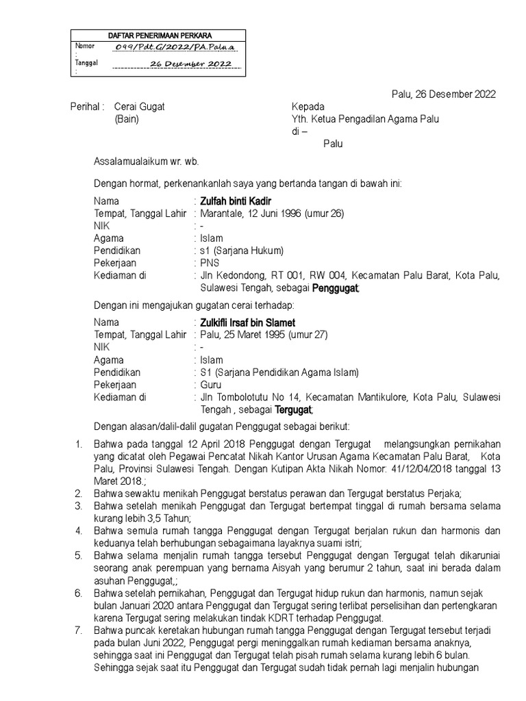 Surat Gugatan Kelompok 1 | PDF