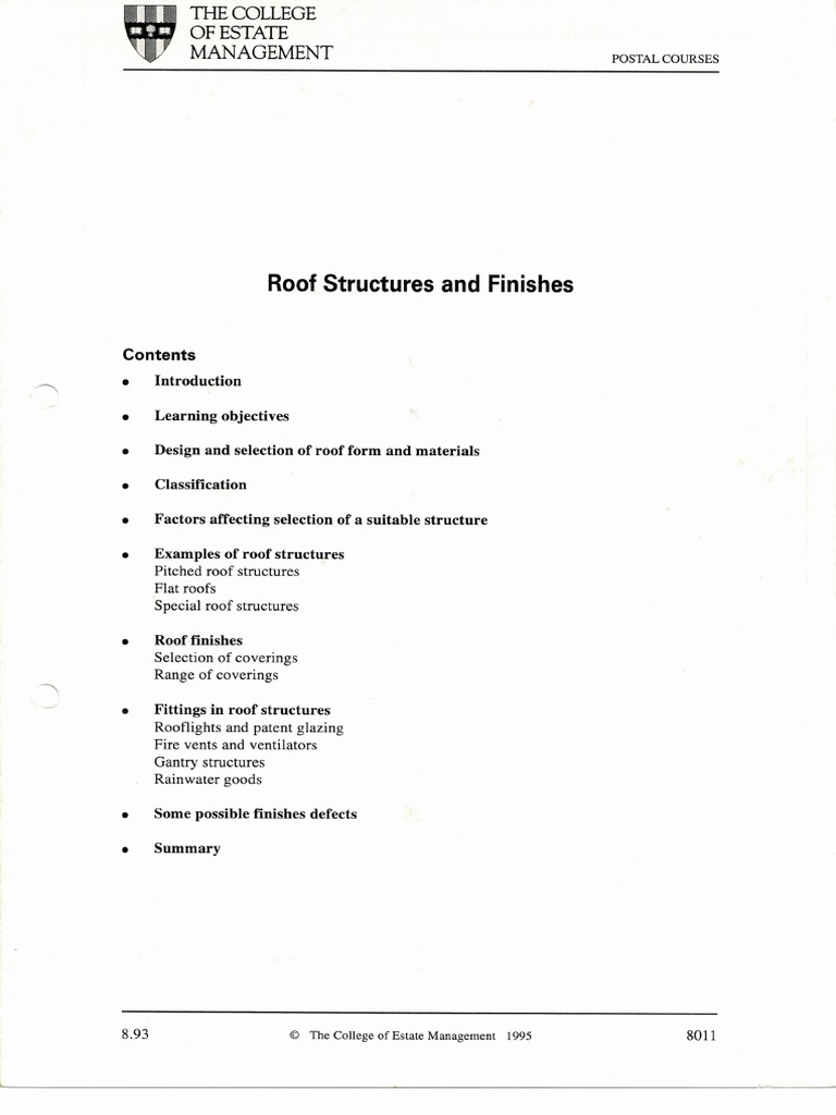 06 BLG Construction - Roof Structures & Finishes | PDF