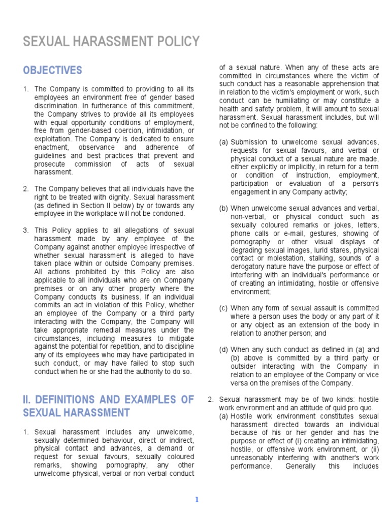 Sexual Harassment Policy Guide | PDF | Sexual Harassment | Justice