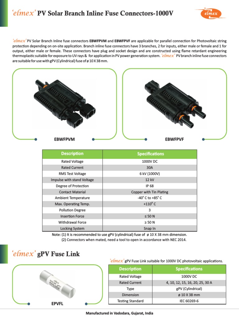 Branch Inline Fuse Connectors-1000V | PDF | Fuse (Electrical ...