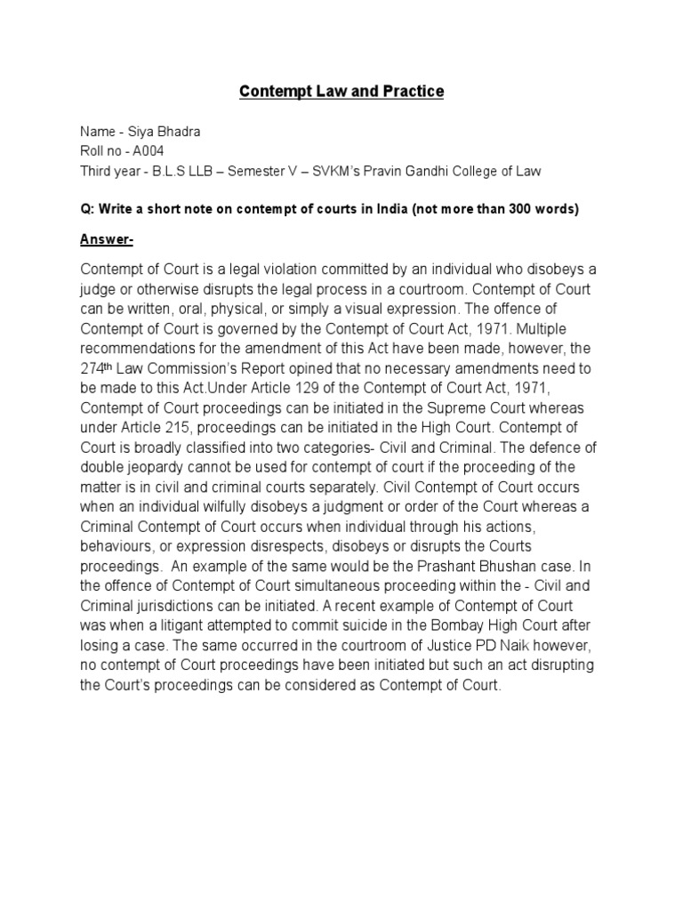 Contempt Law and Practice | PDF