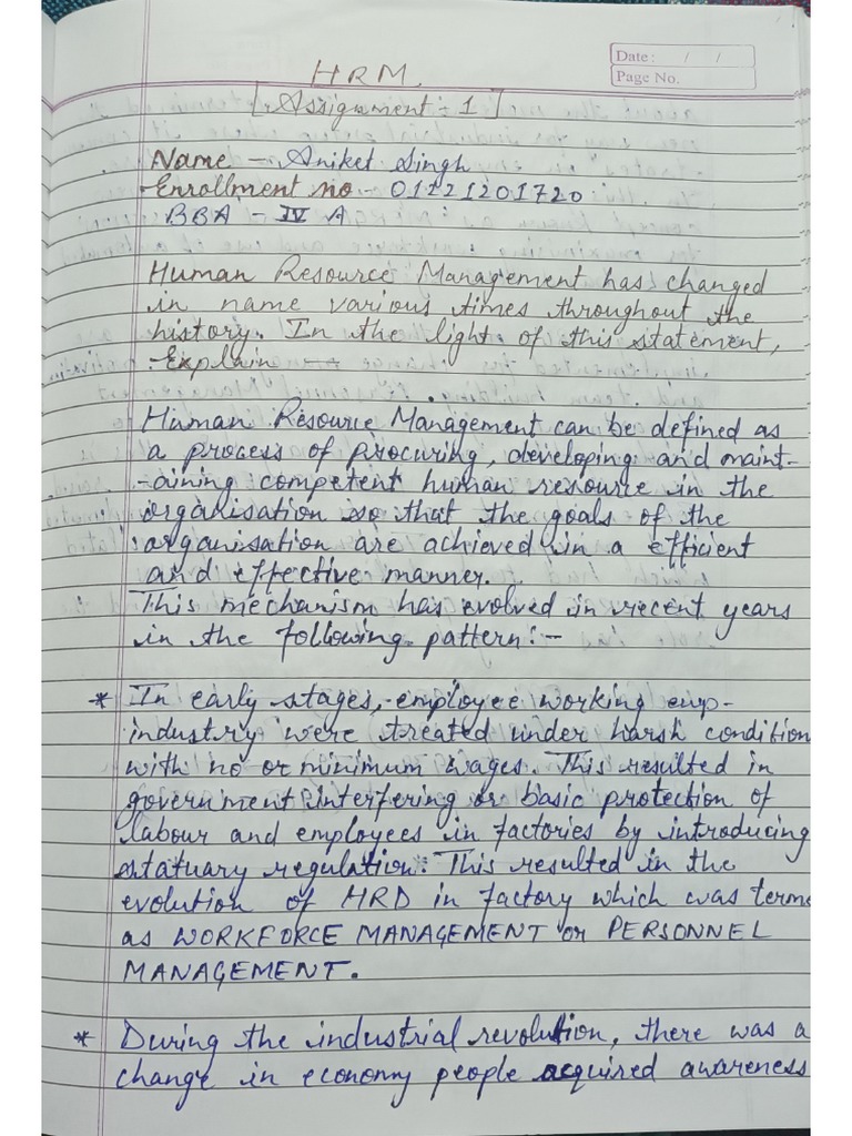 HRM Assignment 1 - Aniket Singh | PDF