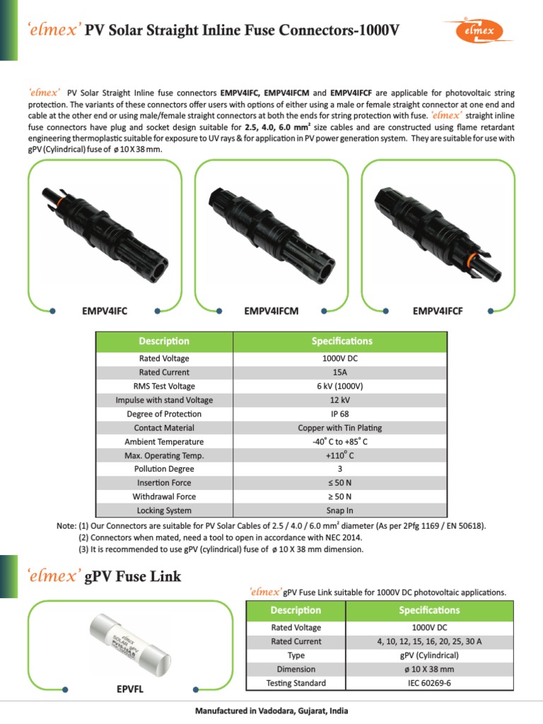 Straight Inline Fuse Connectors-1000V | PDF | Fuse (Electrical ...