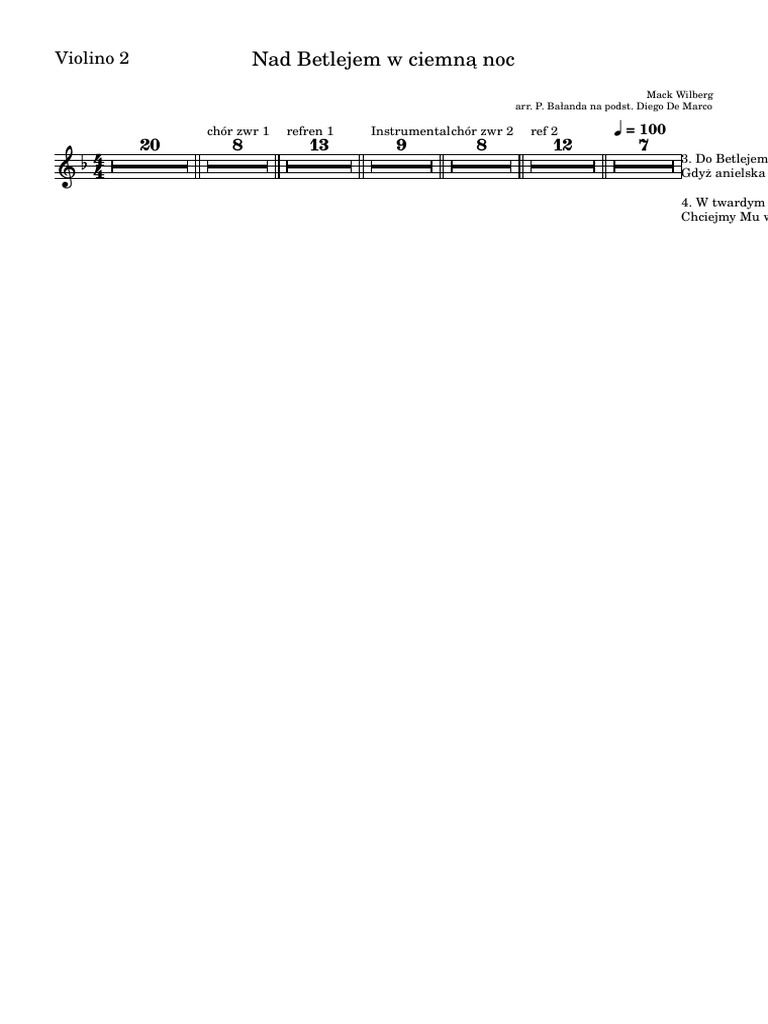 Nad Betlejem W Ciemna Noc - Partytura-Violino 2 | PDF