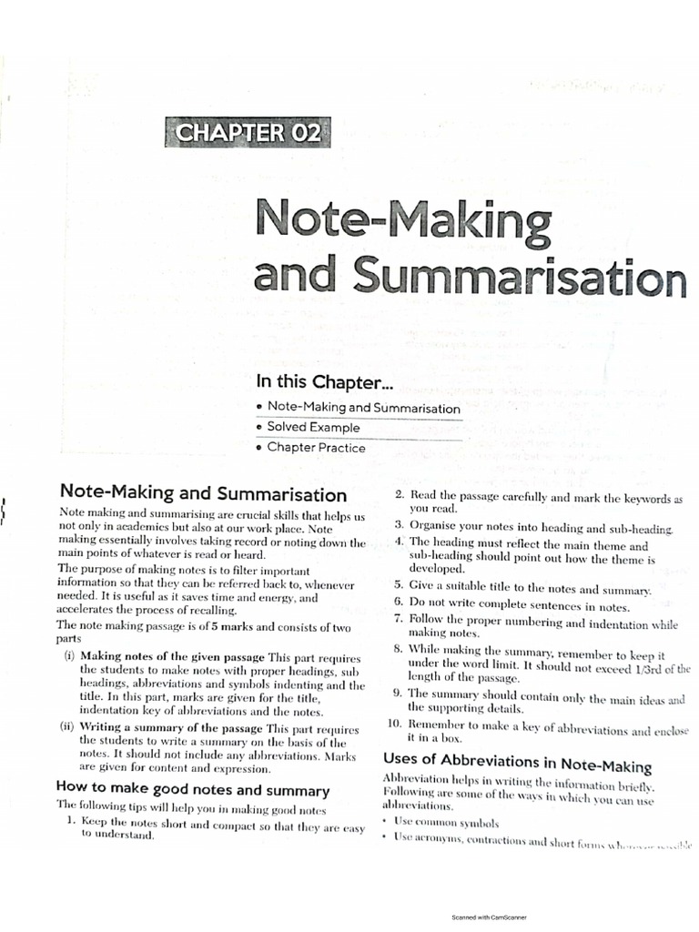 Note Making and Summarising | PDF