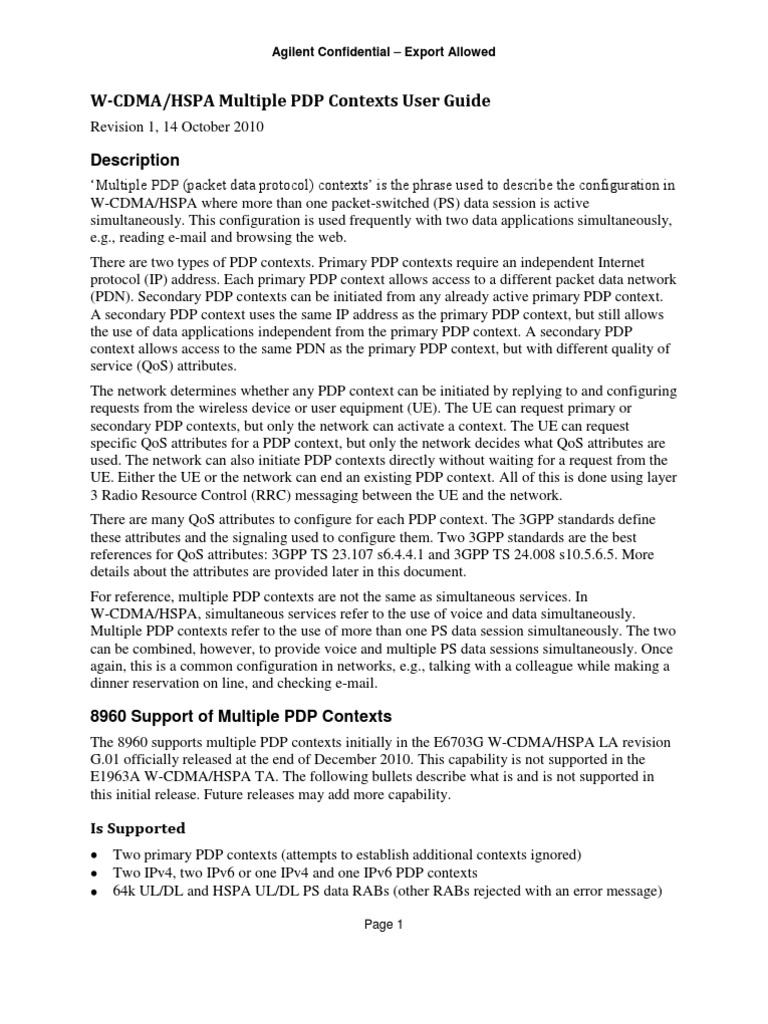 Multiple PDP Contexts User Guide Rev1 | PDF | High Speed Packet Access ...