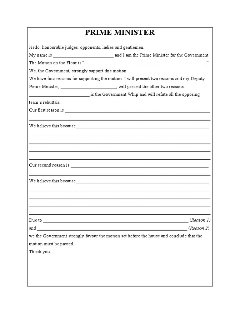Debate Structure for Government and Opposition | PDF | Government