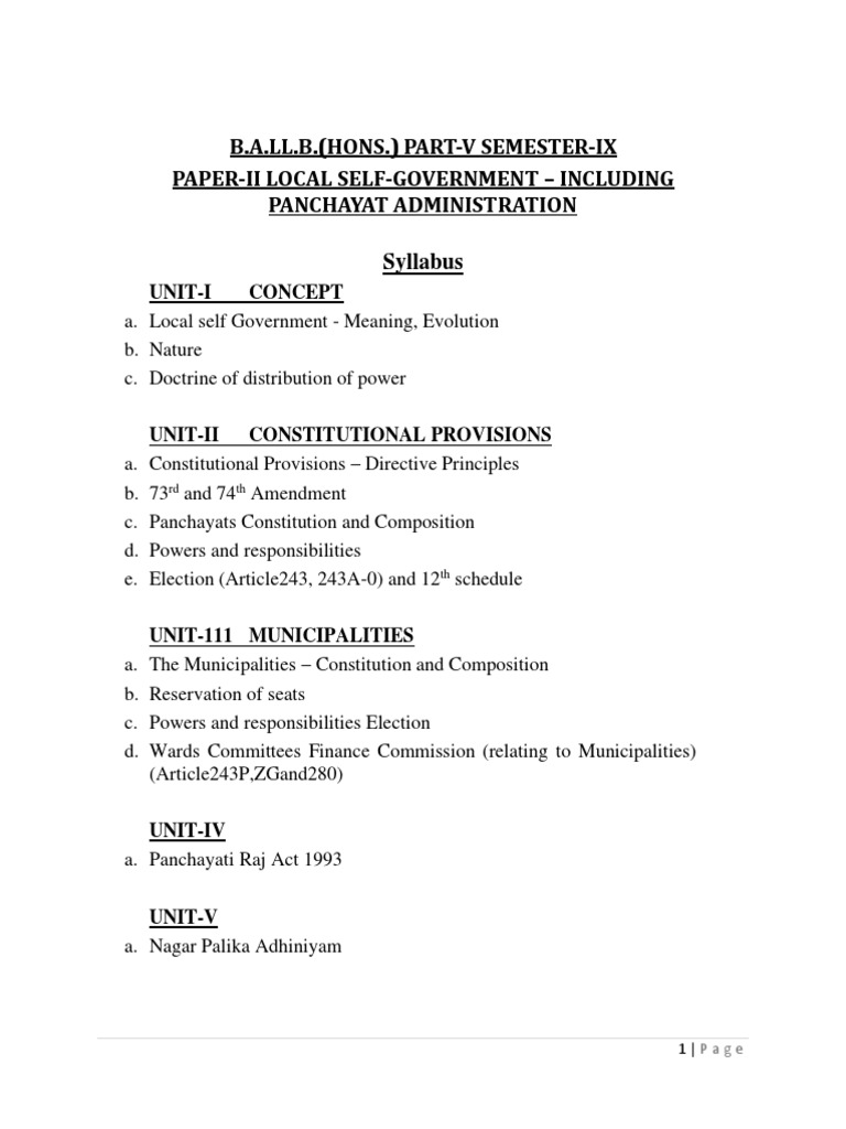 Local Self Governance | PDF | Political Science | Government