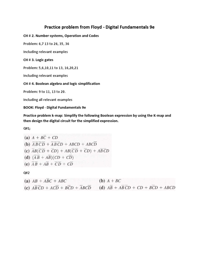 Digital Fundamentals Practice Problems | PDF