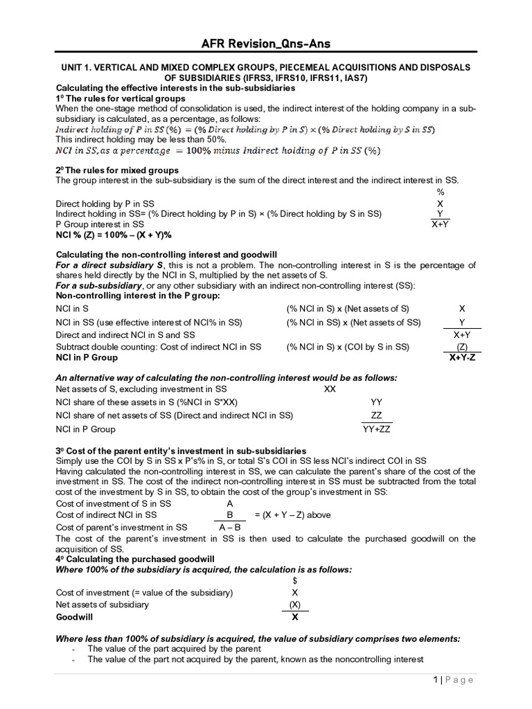 AFR Revision - Qns-Ans | PDF | Goodwill (Accounting) | Equity (Finance)