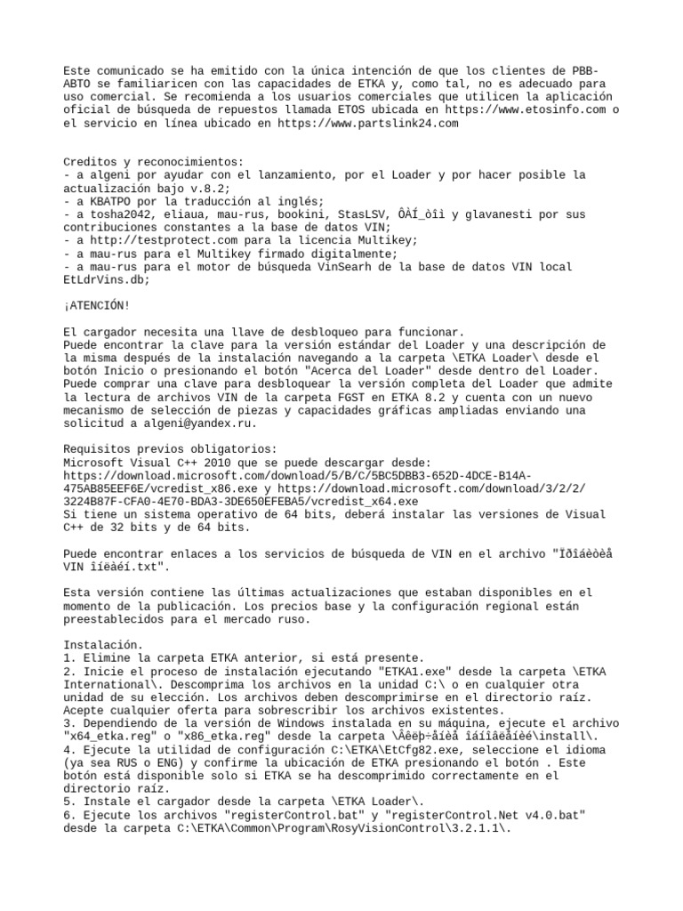 Instrucciones Etka | PDF | Archivo de computadora | Microsoft Windows