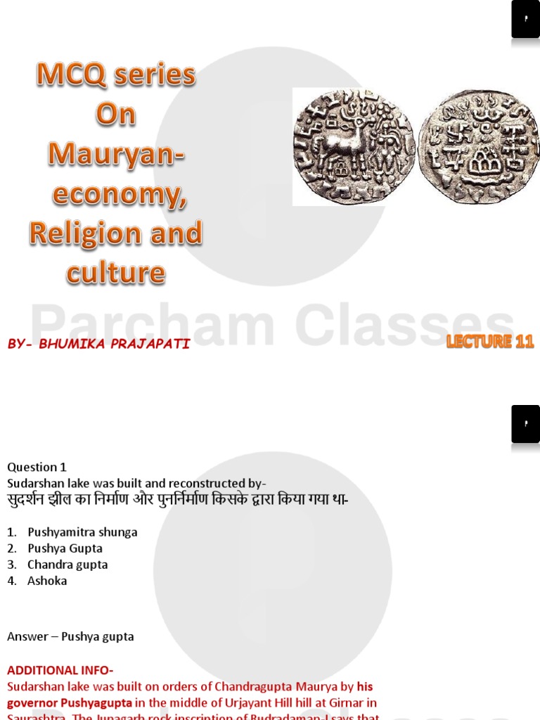 Lecture 11 - Mauryan Economy, Religion and Culture - 5147547 - 2022 ...