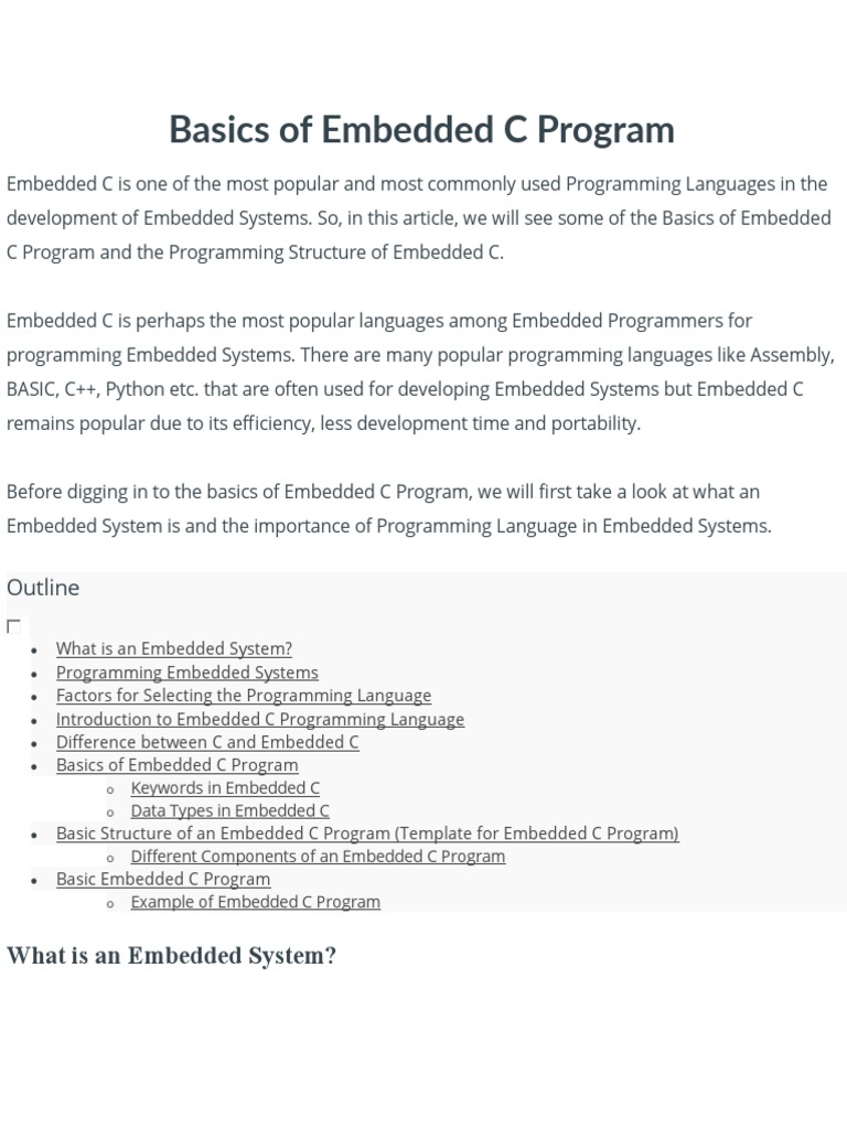 An Introduction to the Basics of Embedded C Programming | PDF | C ... An Introduction to the Basics of Embedded C Programming | PDF | C ...