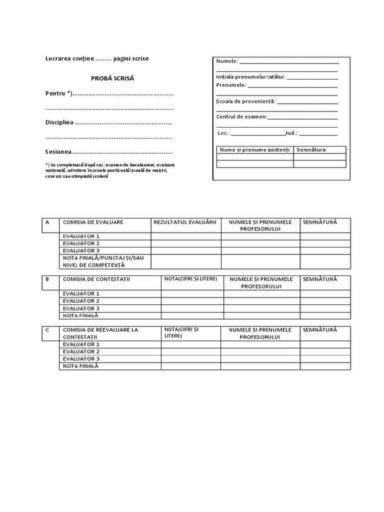 Foaie Bac | PDF