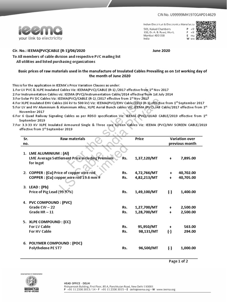 IEEMA Circular For June 2020 | PDF | Materials | Building Materials