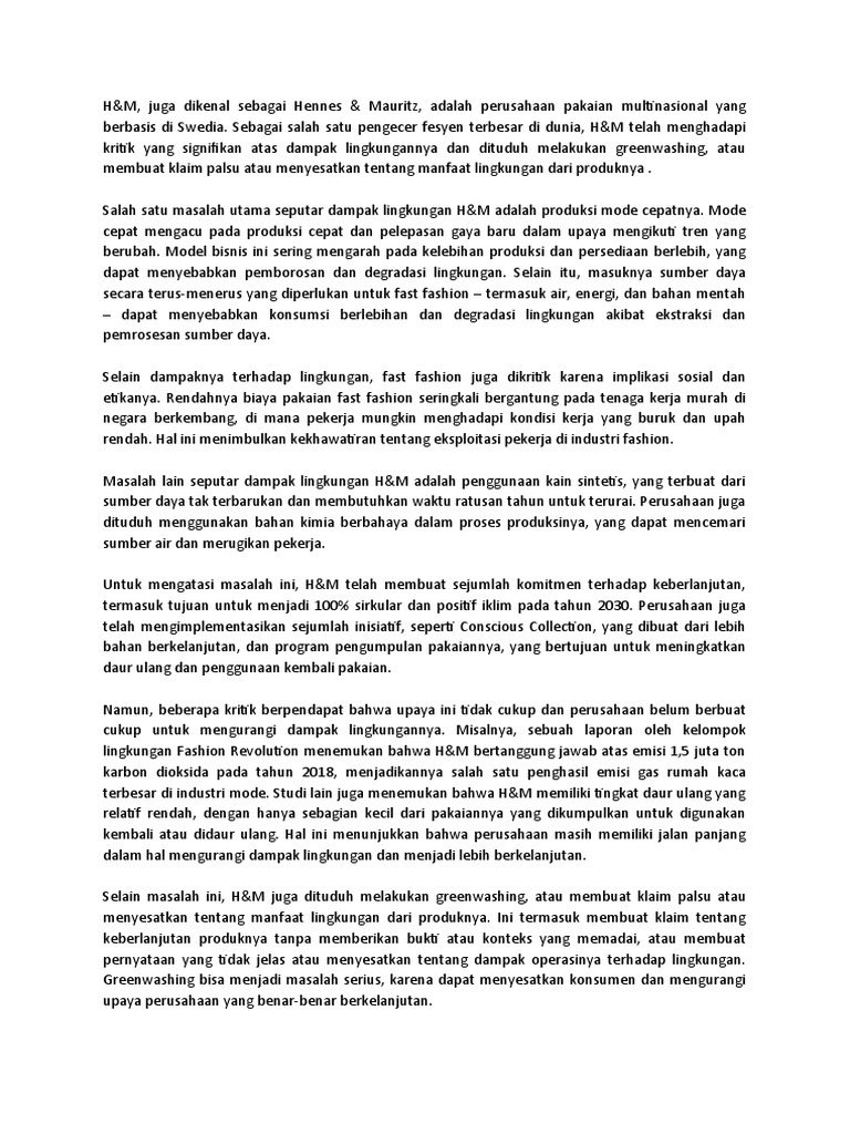 Analisis ISU H&M | PDF