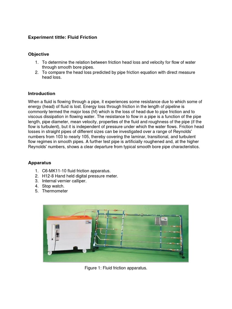 lab report fluid friction | PDF | Reynolds Number | Fluid Dynamics