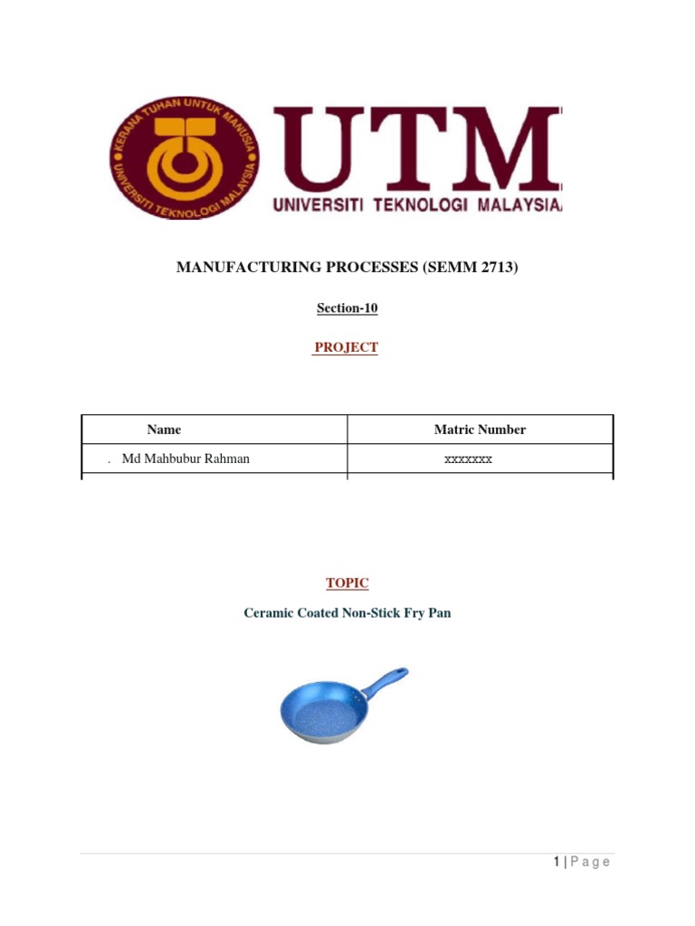 Manufacturing Process Project | PDF | Cookware And Bakeware | Casting