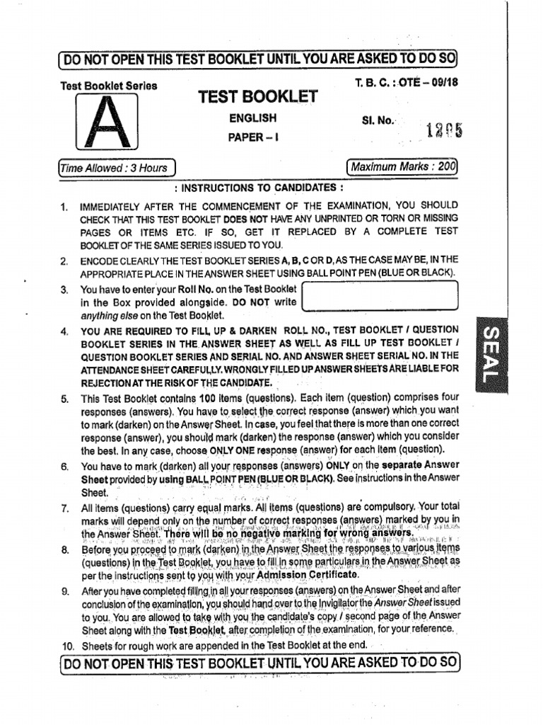 TSPSC Group-1 General English Paper | PDF
