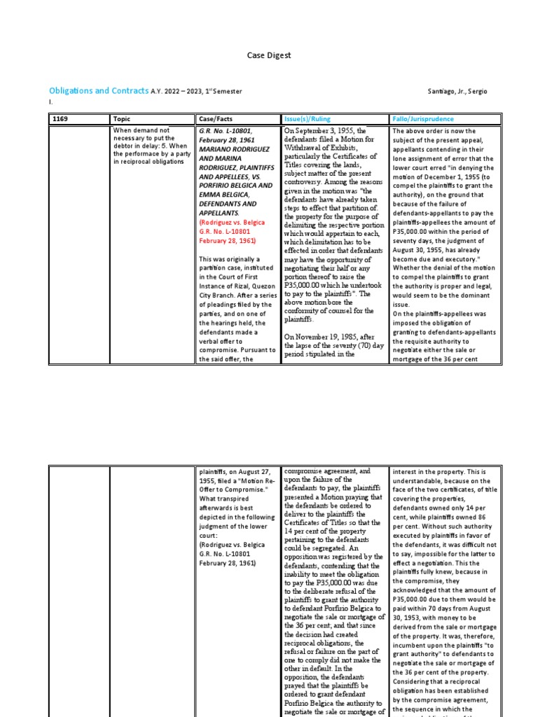 Case Digest Case 65 Mariano Rodriguez vs. Porfirio Belgica | Download ...