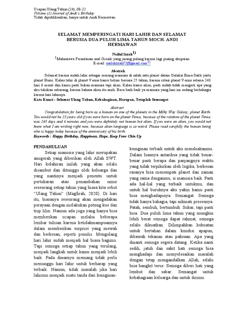 Jurnal Ulang Tahun | PDF