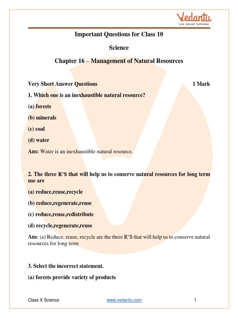 CBSE Class 10 Science Chapter 16 Management of Natural Resources ...