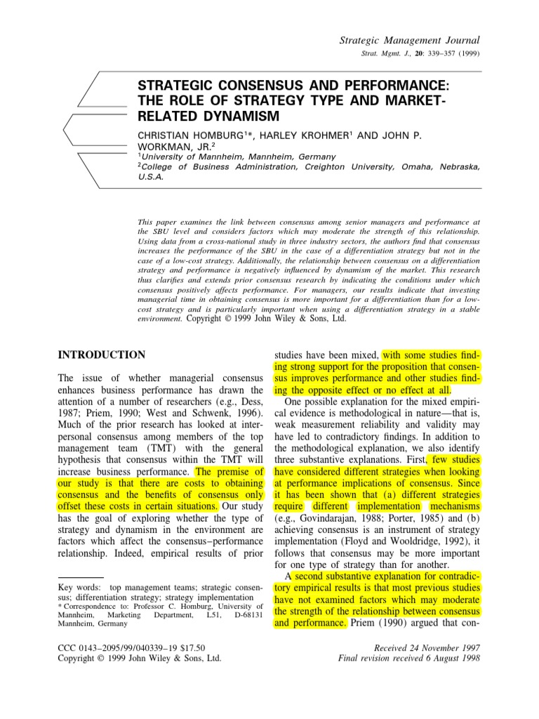 Strategic Consensus Pdf Consensus Decision Making Data Analysis