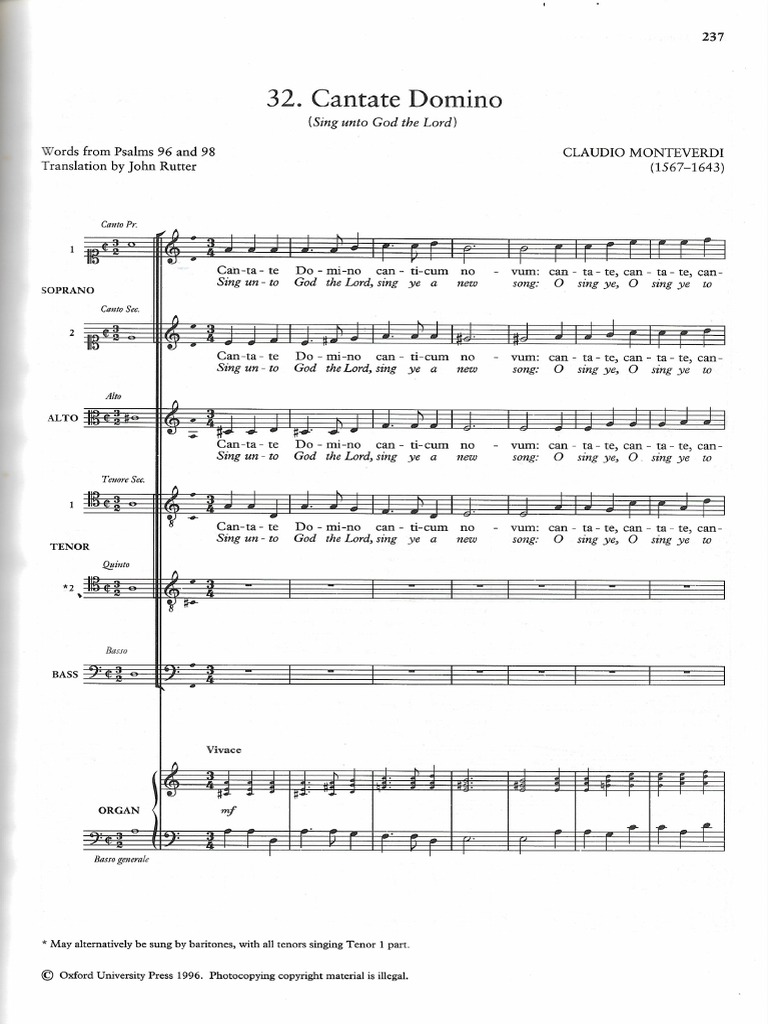Cantate Domino - Claudio Monteverdi | PDF
