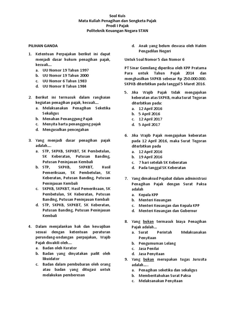 Soal Latihan Kuis-1 | PDF