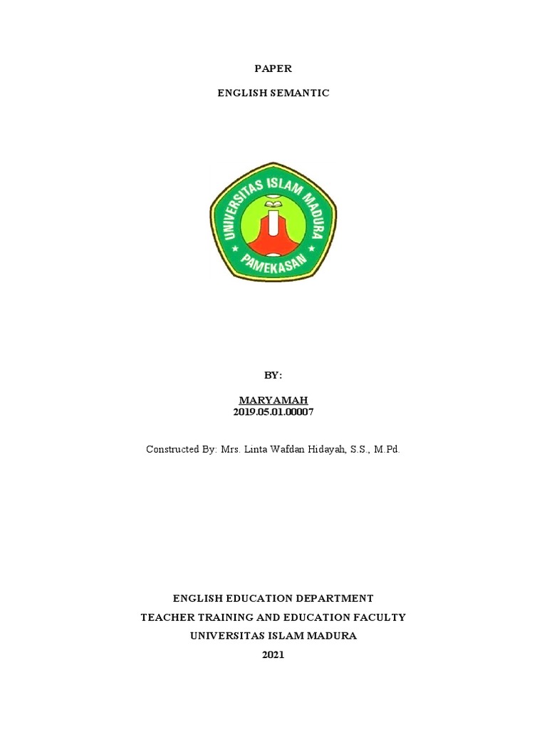 Paper Semantic | PDF | Part Of Speech | Preposition And Postposition